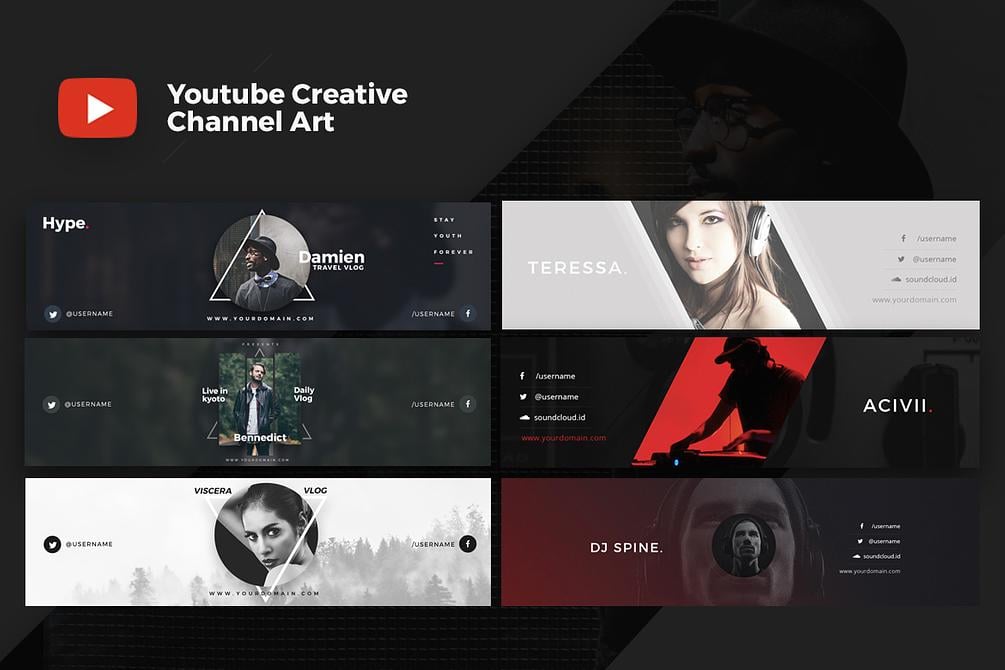Youtube Creative Channel Art pack
