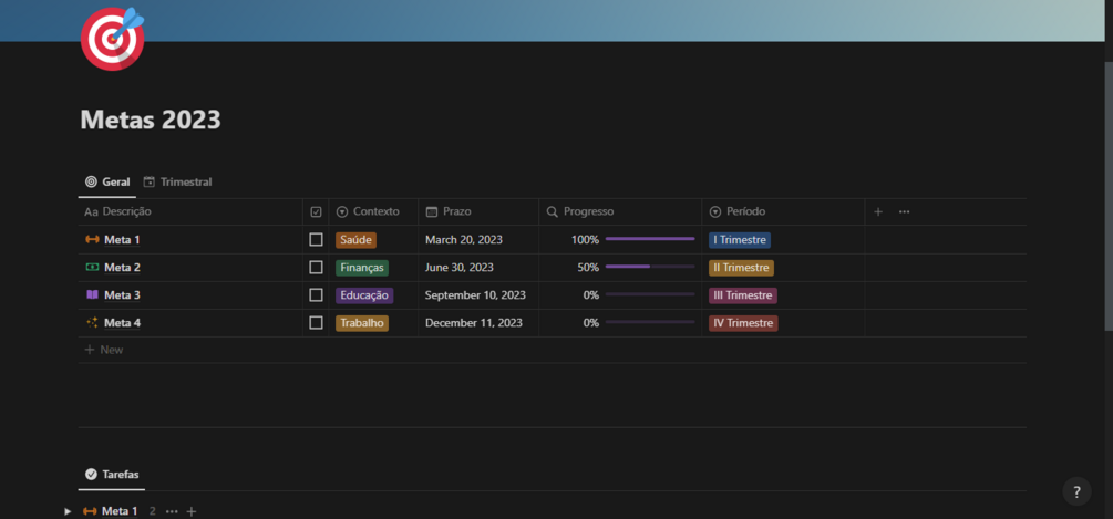 Metas (Goals tracker)
