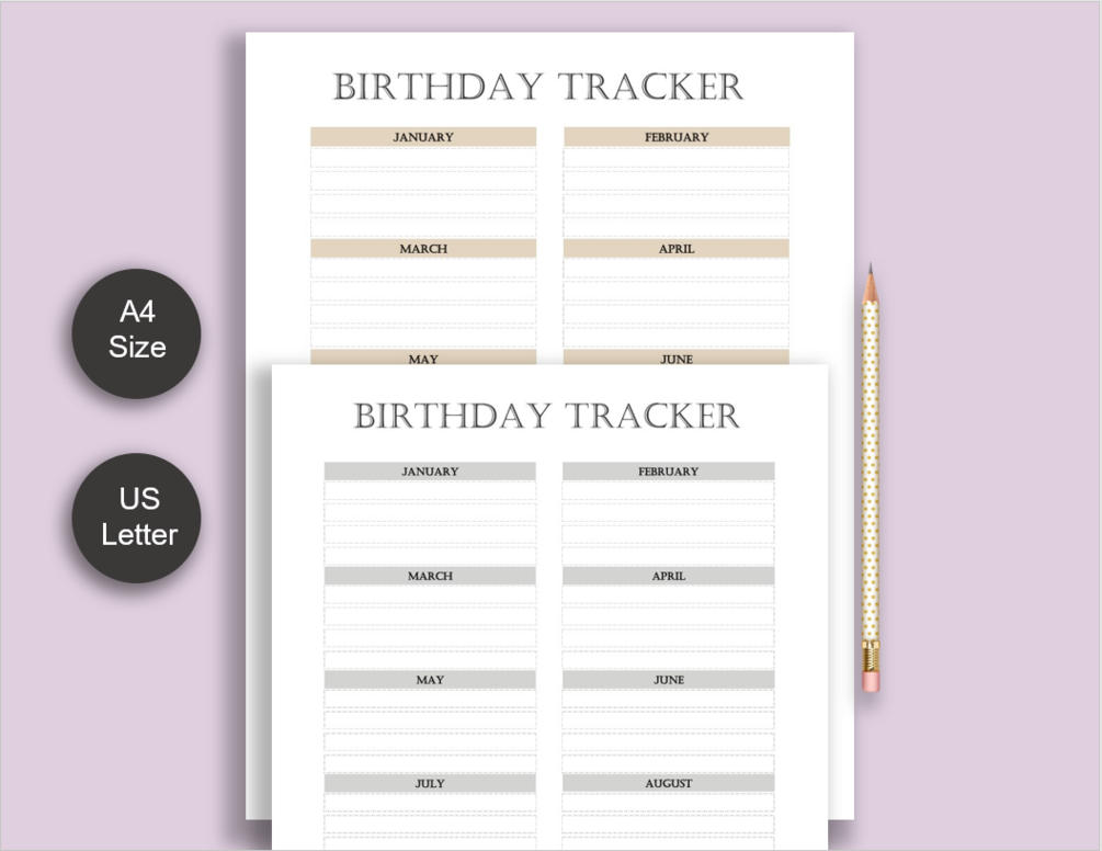 Printable Birthday Tracker, Birthday List, Remember Birthday, Birthday ...