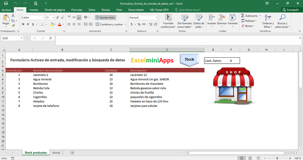 Plantilla Ingreso, búsqueda y modificación de datos en Excel con Formulario ActiveX