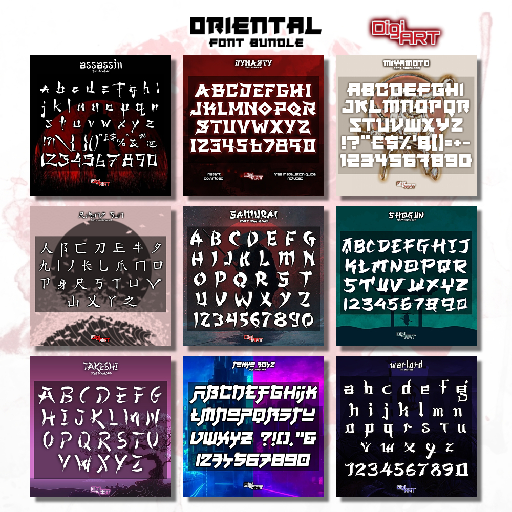 Oriental Font Bundle (9 Fonts)