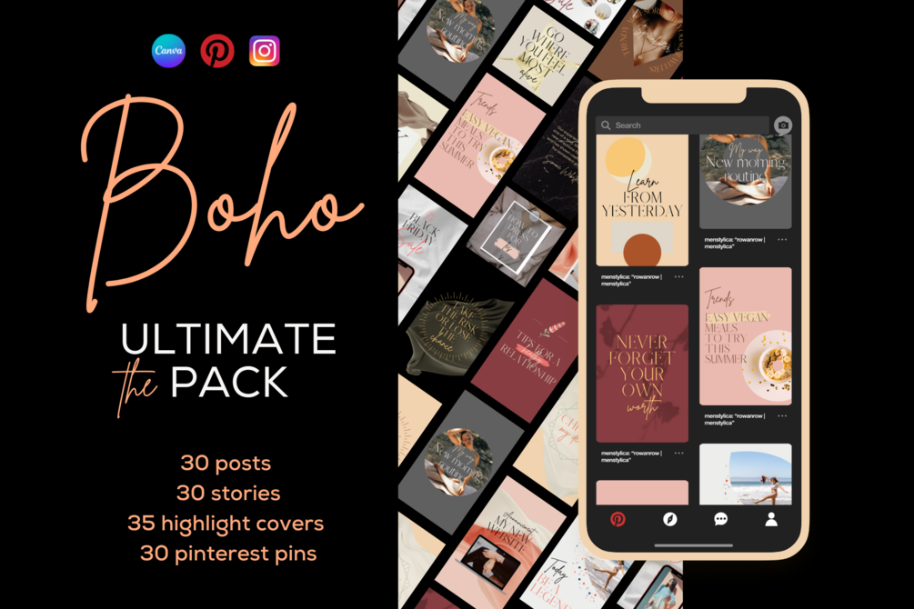 Boho Instagram & Pinterest CANVA Pack