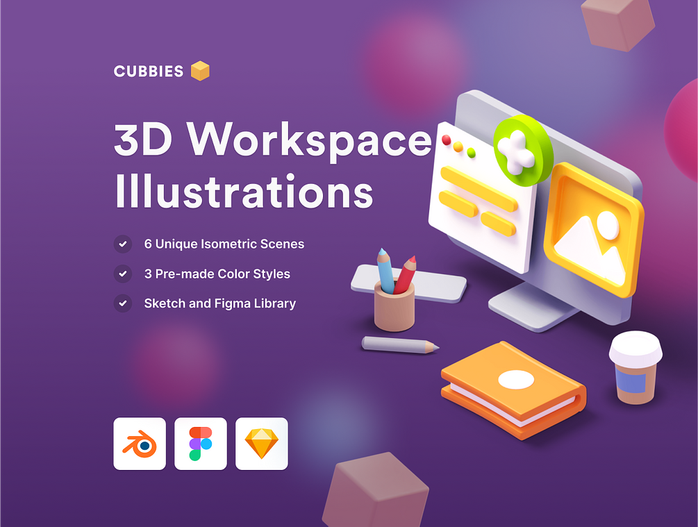 Cubbies: 3D Workspace Illustrations
