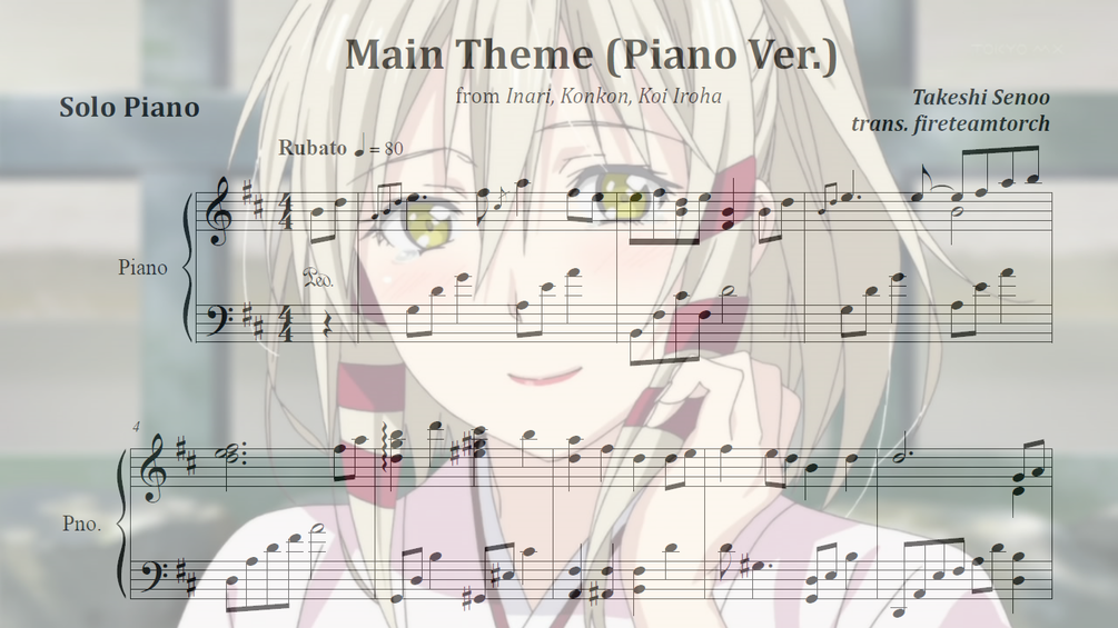 【Sheet Music】 Itsumo, Kokoro ni, Aoi Sora (Inari, Konkon, Koi Iroha ...