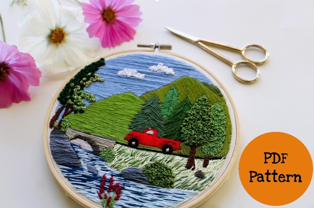 Country Roads Embroidery Pattern