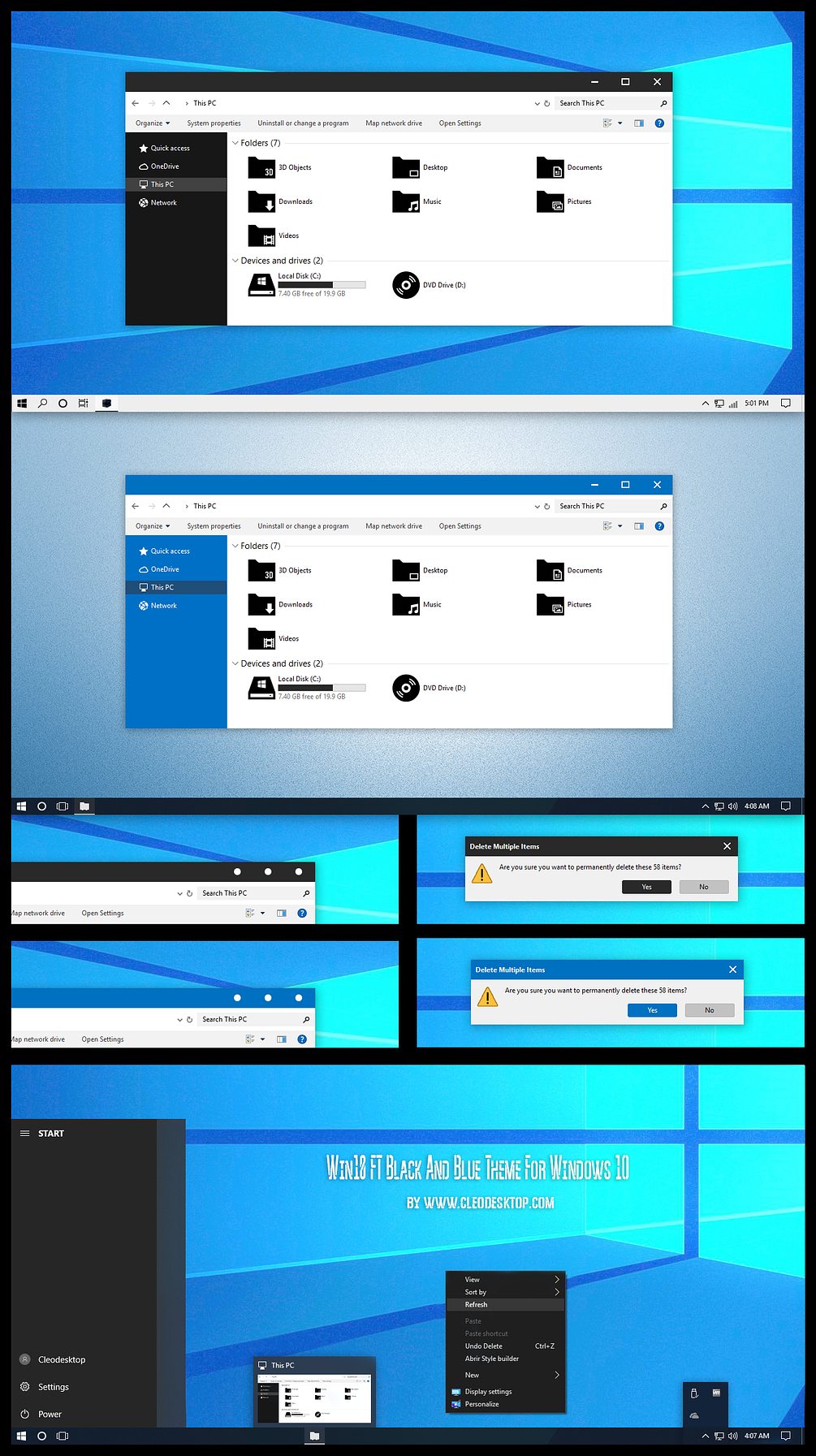 FT Black Blue Theme For Windows 10