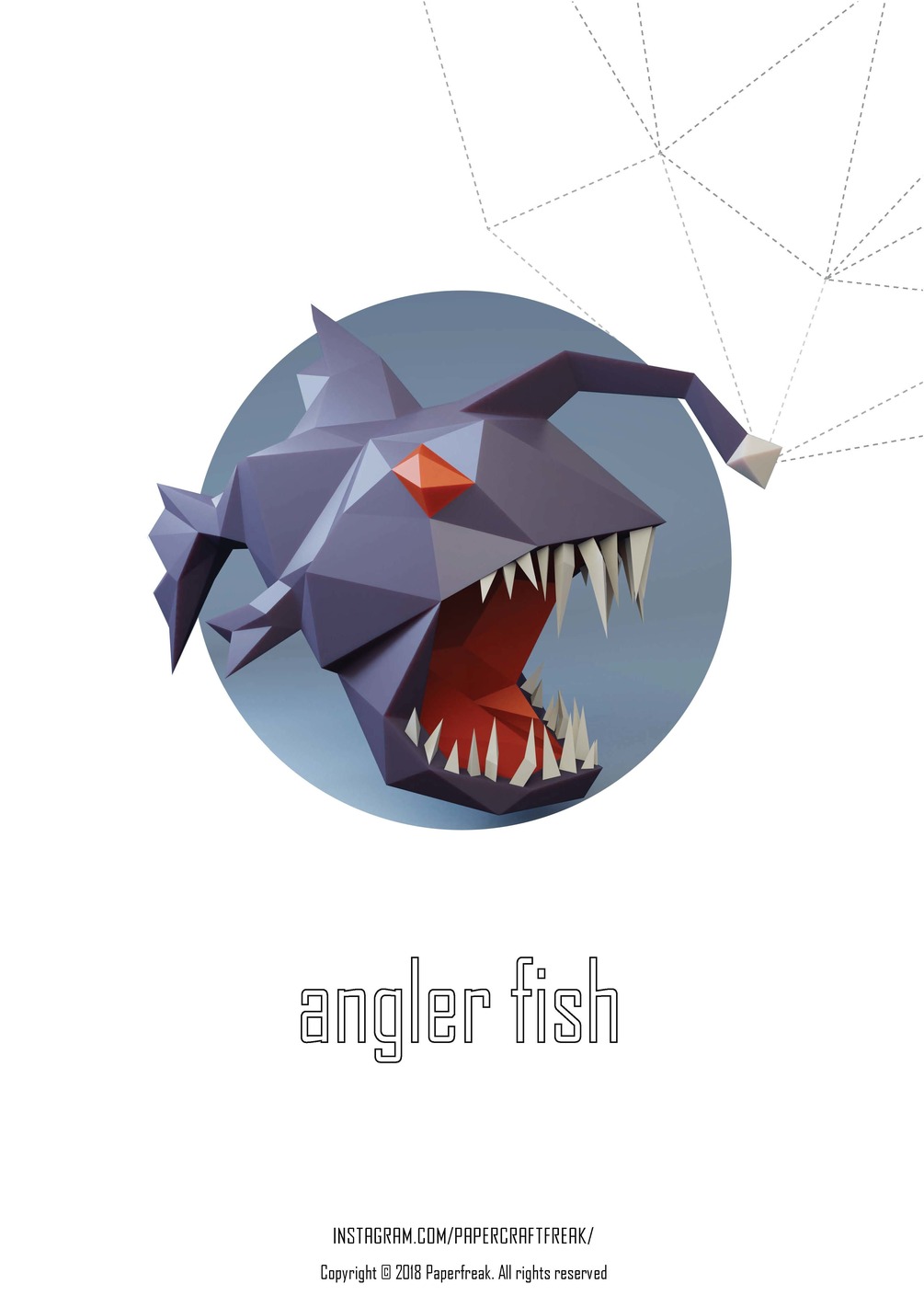 Papercraft 3D angler fish template