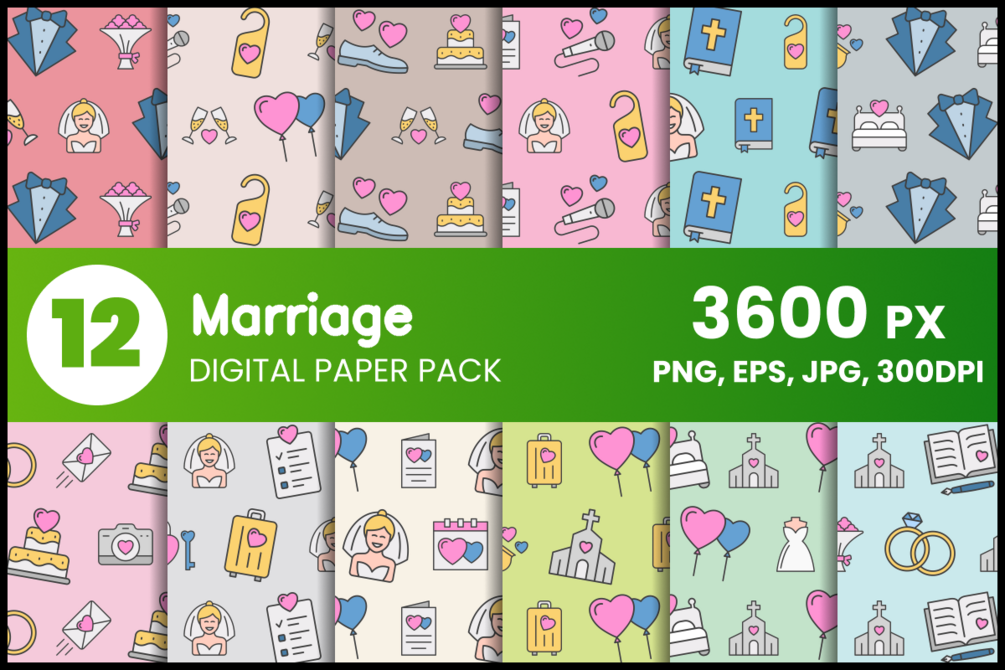 Marriage 12 Digital Paper Set