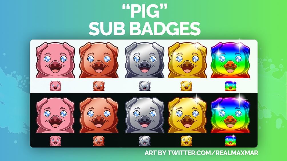 "Pig" sub badges for Twitch