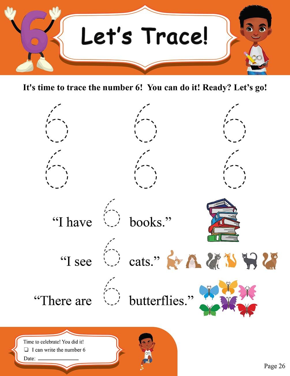 Learning Numbers with Jax: Number 6 Practice (4 worksheet bundle)