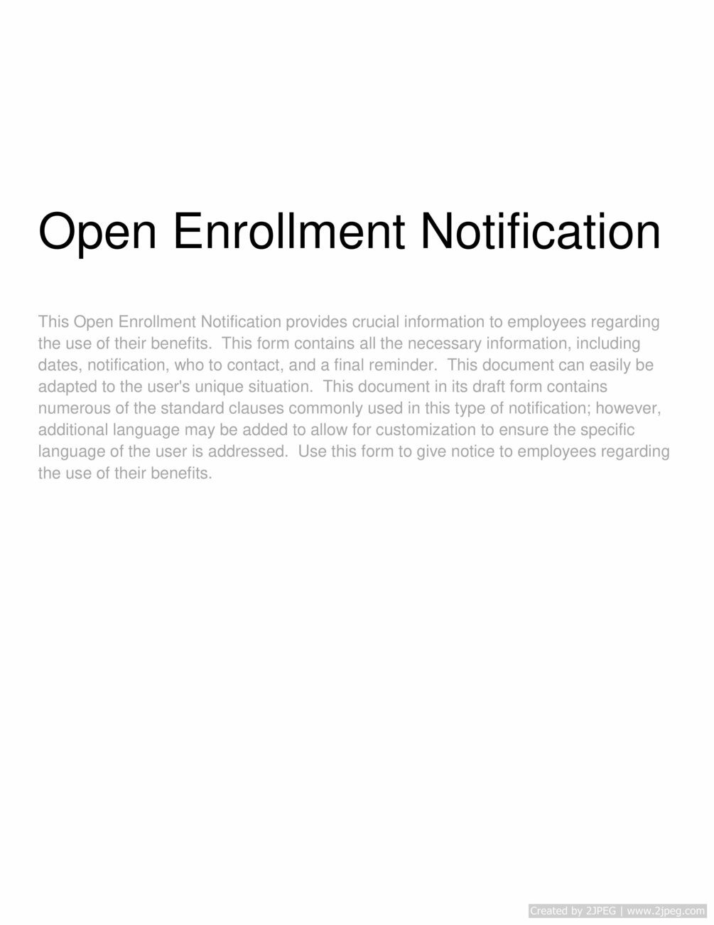 Open Enrollment Notification