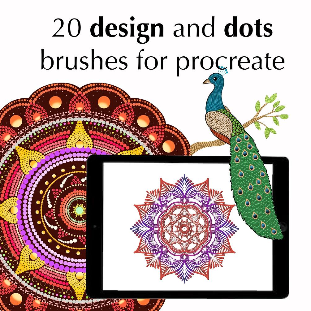 Pack of 20 custom Procreate design and dots brushes