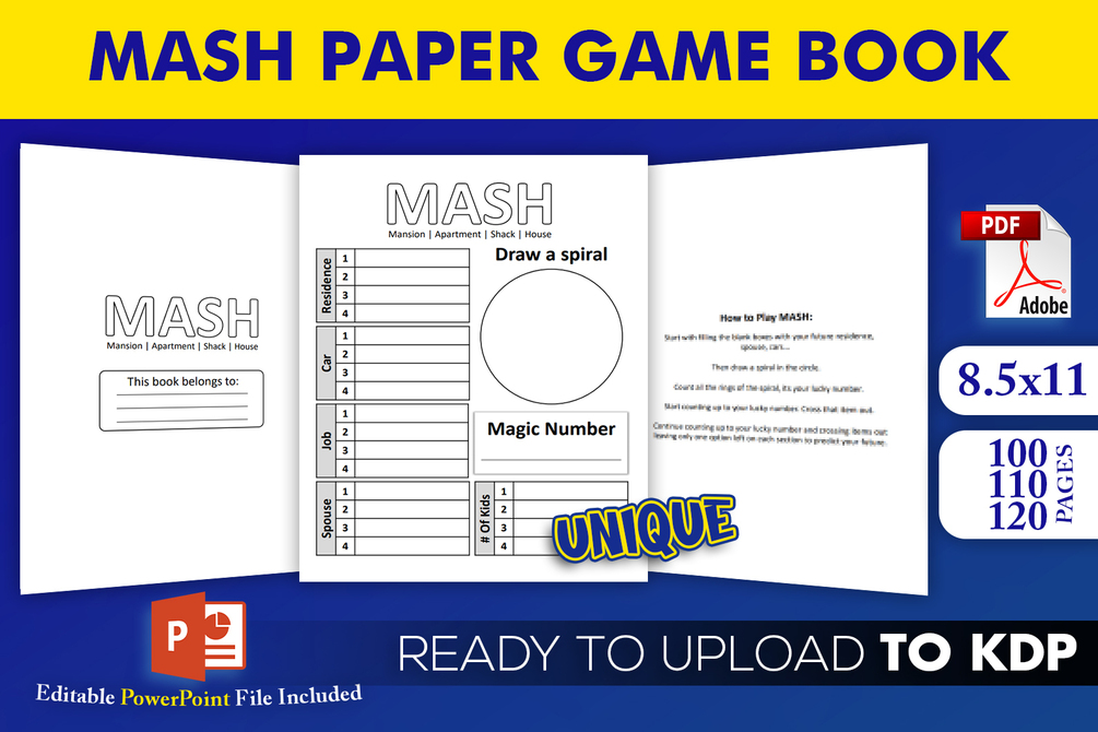 MASH Paper Game Book | KDP Interior Template Ready to Upload