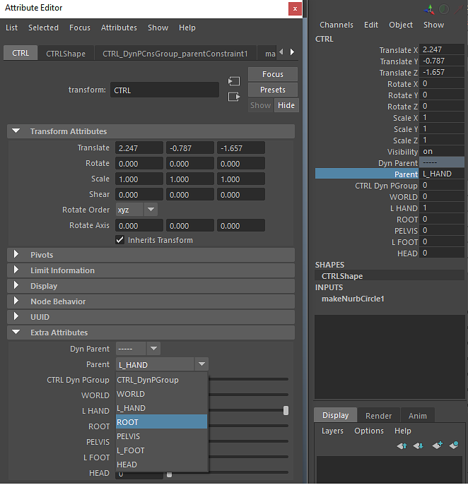 dynamic parent script (space switching)