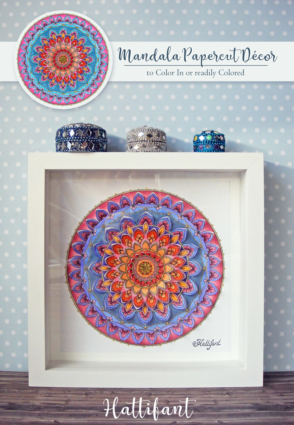 Mandala Papercut to and in Color