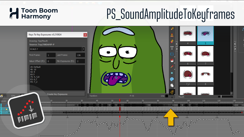 Toon Boom Harmony. Script. PS_KeysToKeyExposures