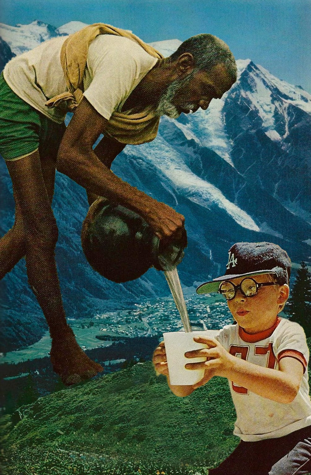 Sharing Water With Child Collage