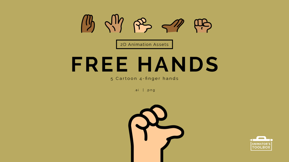 5 Free Stubby 4-Finger Cartoon Hands