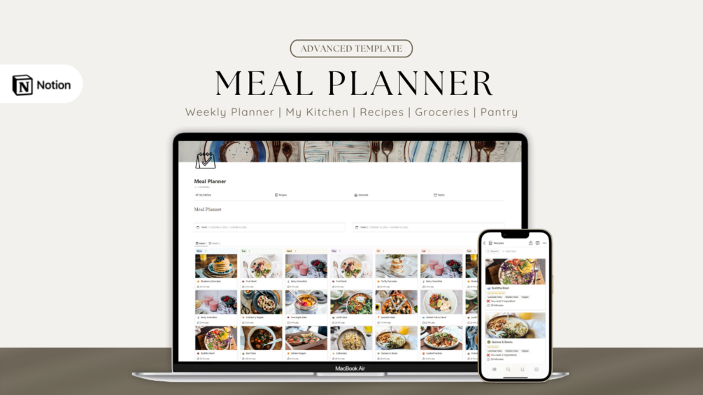 Meal Planner Notion Template | Weekly Digital Meal Planner | Recipes ...