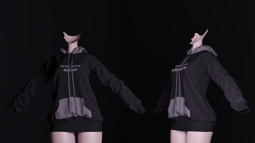 Comfy Oversized Hoodie (High and Low poly) VRCHAT v1.1
