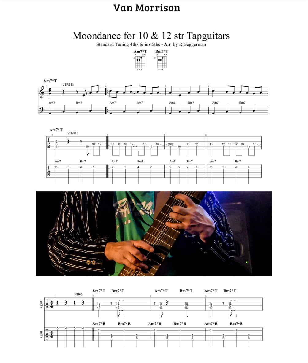 Moondance (Van Morrison) for 10 & 12 string Tapguitars in Standard Tuning