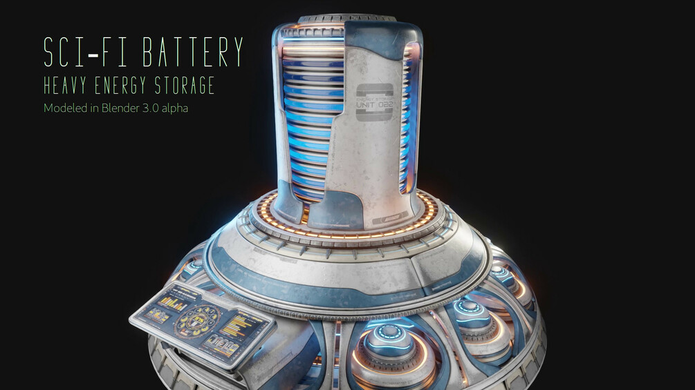 Sci-Fi Heavy Battery 3D Model - animated (.blend - .fbx - .obj)