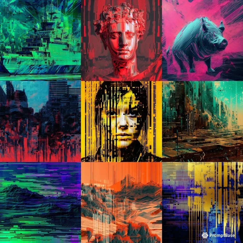 Glitch Art Midjourney V5 Prompt