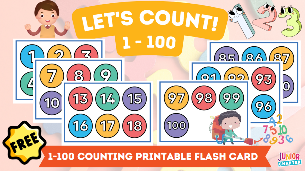 1-100 Counting Printable Flashcards