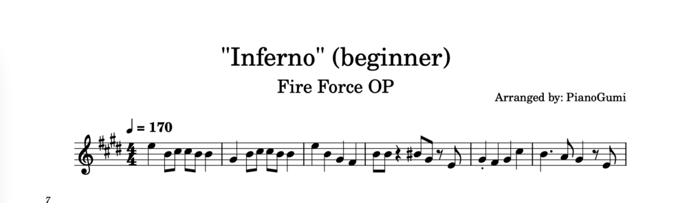 Fire Force OP - "Inferno" - BEGINNER Piano Sheet Music