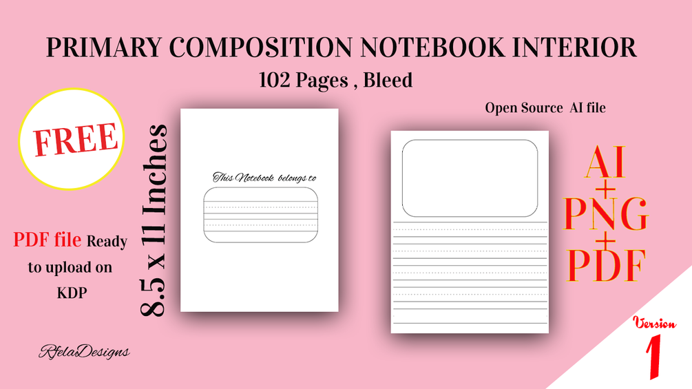 Primary Composition Notebook Interior For KDP Version 1 