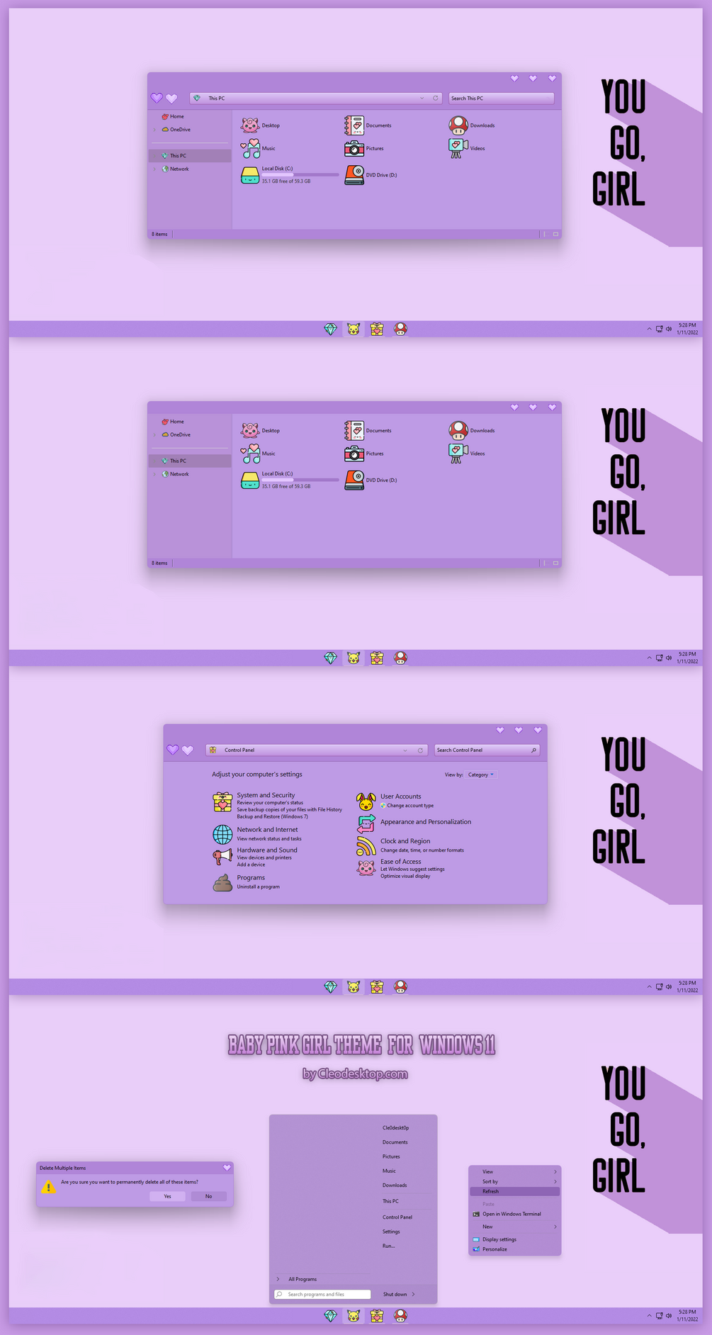 Baby Violet Girl Theme For Windows 11