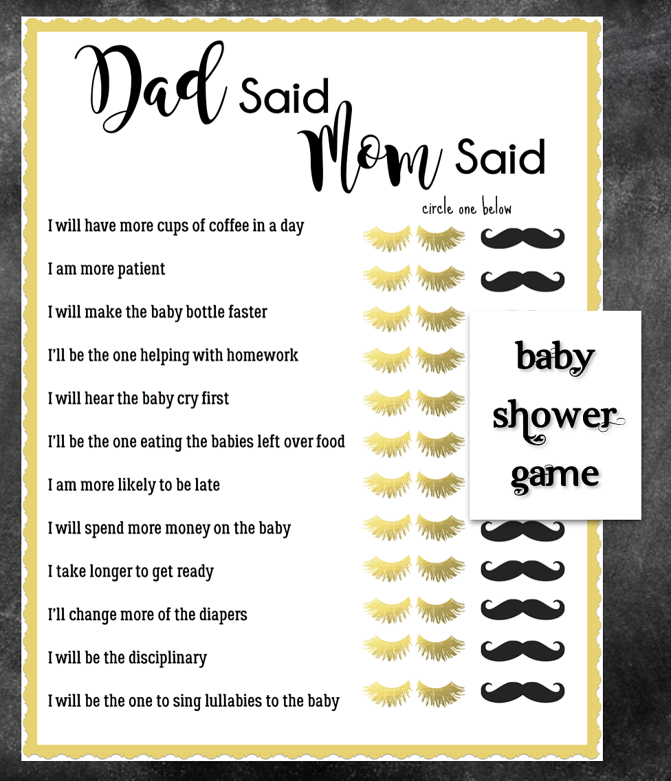 Baby Shower Game | Mommy Daddy Said Game | Instant Download