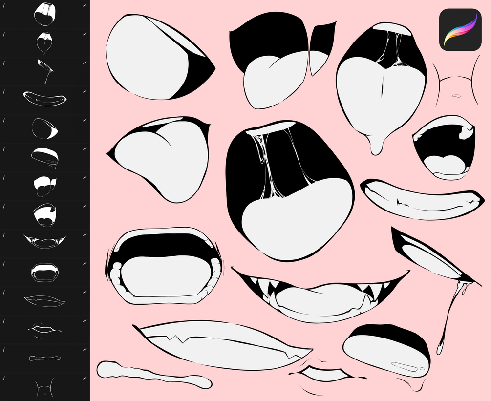 50 Expressive Mouth Stamps for Procreate