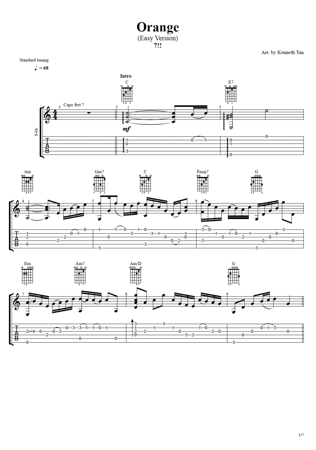 Orange (Easy Version) | Fingerstyle Guitar