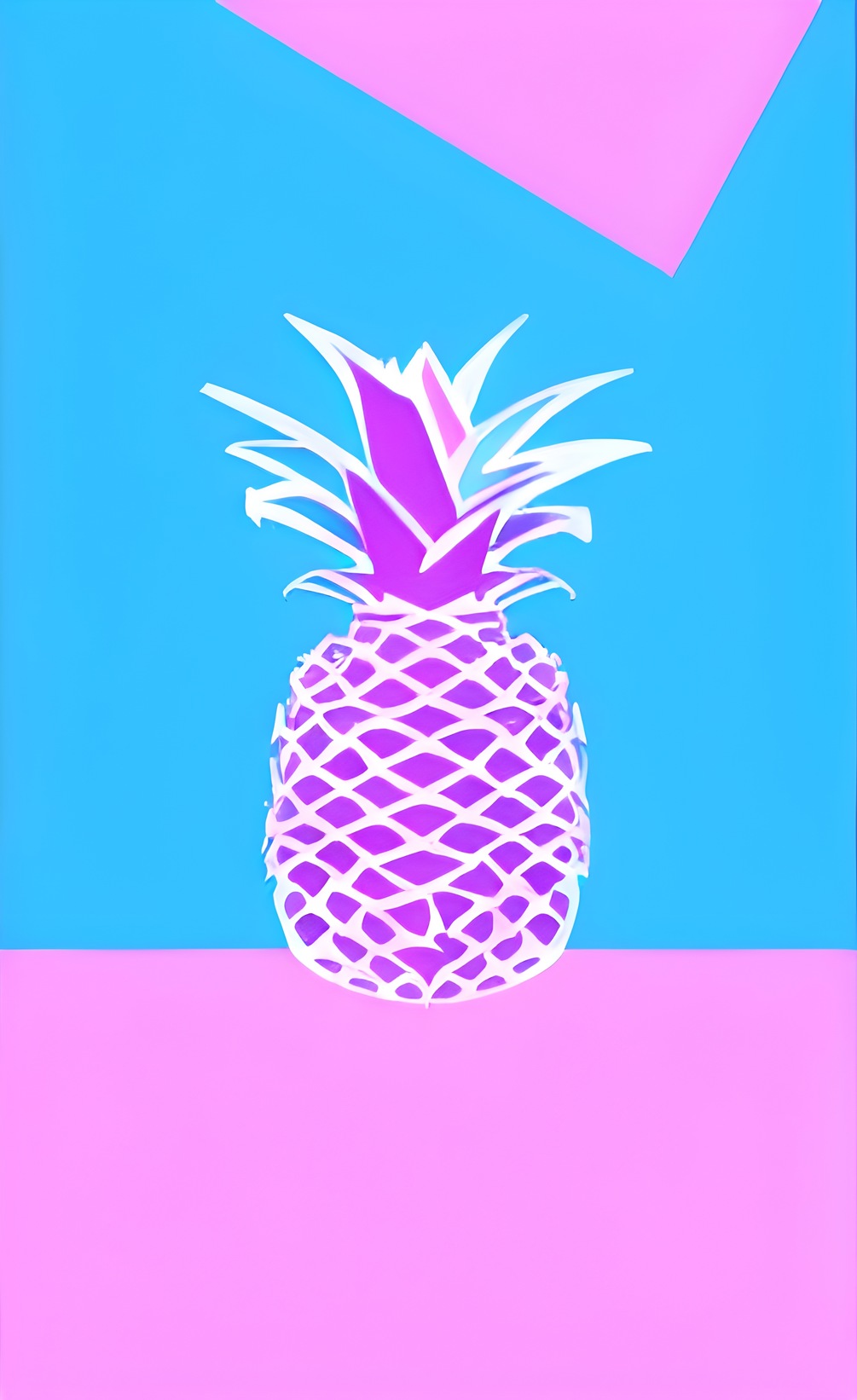 Polygon Geometric Blue and Pink Pineapple Design Illustration