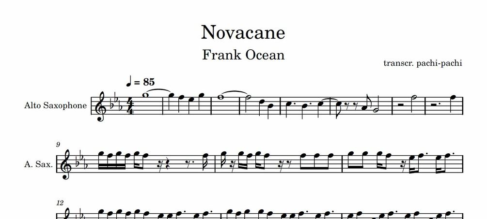 Novacane (by Frank Ocean) sheet music