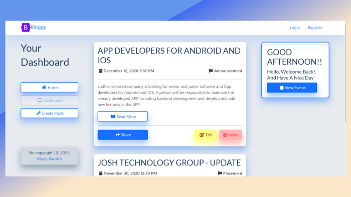 Personal Blogs Posts Web App