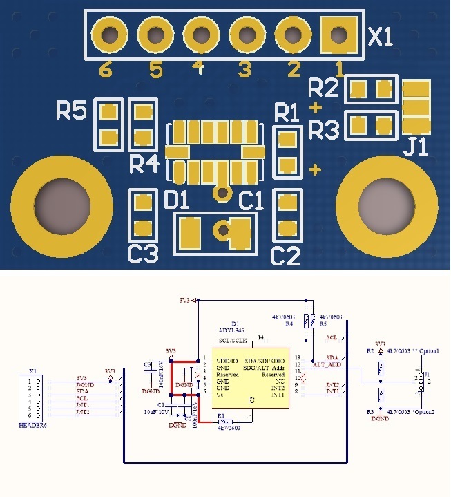 Tilt Sensor: XL345 Based on ADXL-345 3-Axis Tilt Sensor PCB V1.0