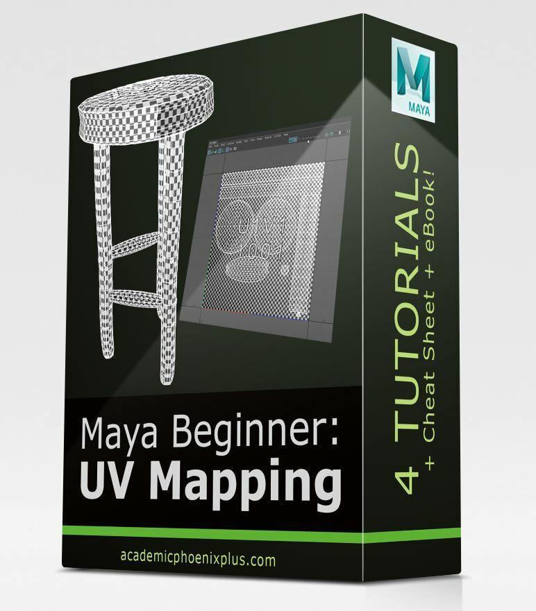 Package: Maya Beginner - UV Mapping Tutorials, eBook, Cheat Sheet, 3D Models