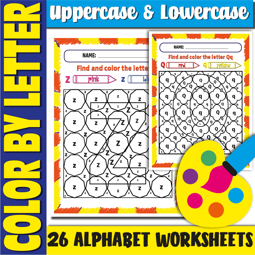 Alphabet Color by Code, Letter Recognition Activities | Upper-Lowercase ...