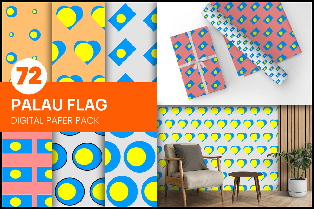 Palau Flag Seamless Patterns