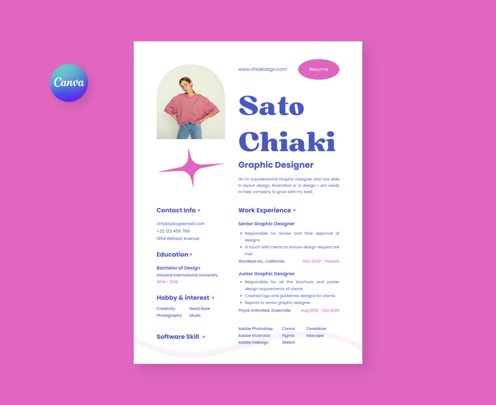 Resume/Curriculum Vitae/CV - Canva Template