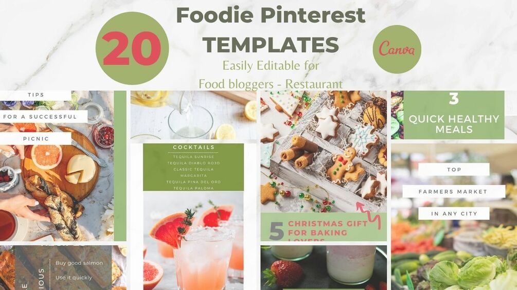 Foodie-Pinterest Templates-Restaurant Template-Recipes-Small Business ...