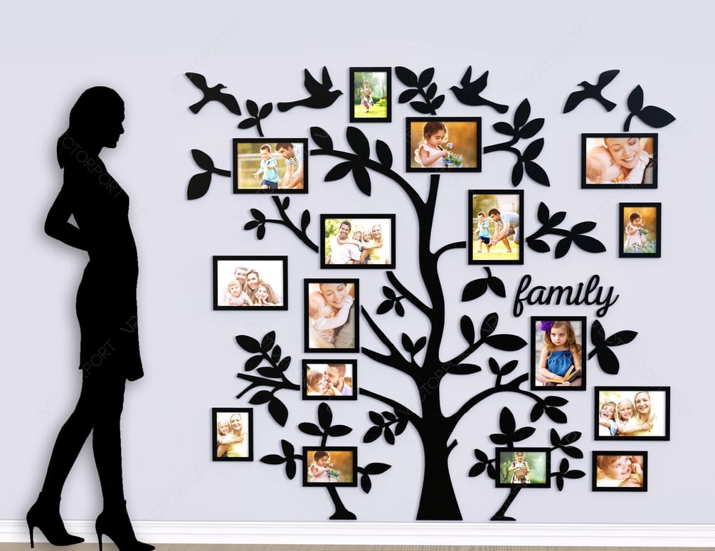 Family Tree Photo Frame Wall Decor for Decoration with Leaves Diy | SVG ...