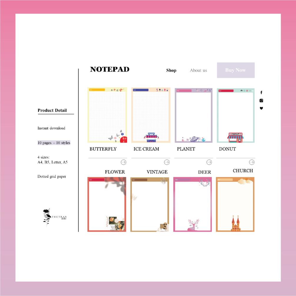 Vintage Notepad Design - Printable and Digital Template