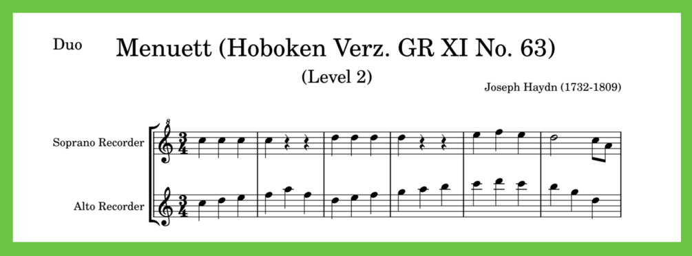 Joseph Haydn - Menuett (Level 2) for Soprano and Alto