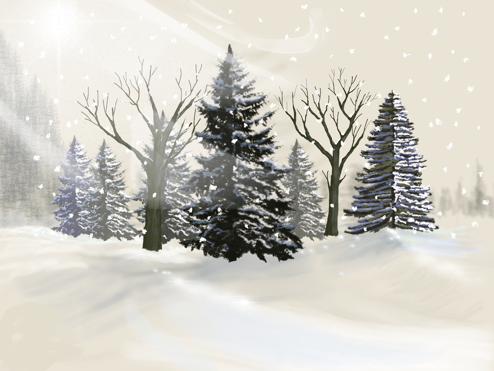 Winter Evergreens - Digital Painting
