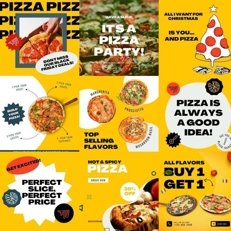 20 Pizza Instagram Templates Editable Canva Templates Branding Kit ...