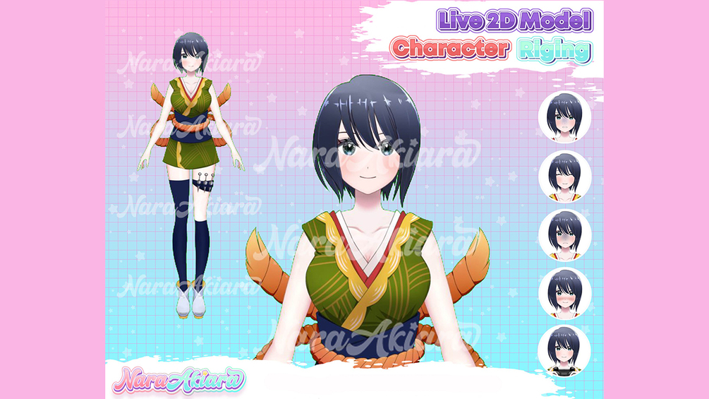 Vtuber Model and Rigging Anime Girl with Blue Short Hair Premade ...