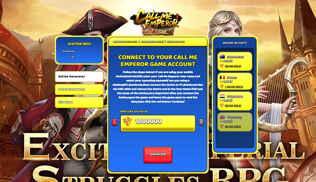 Call Me Emperor Cheats – Tips for more gold hack